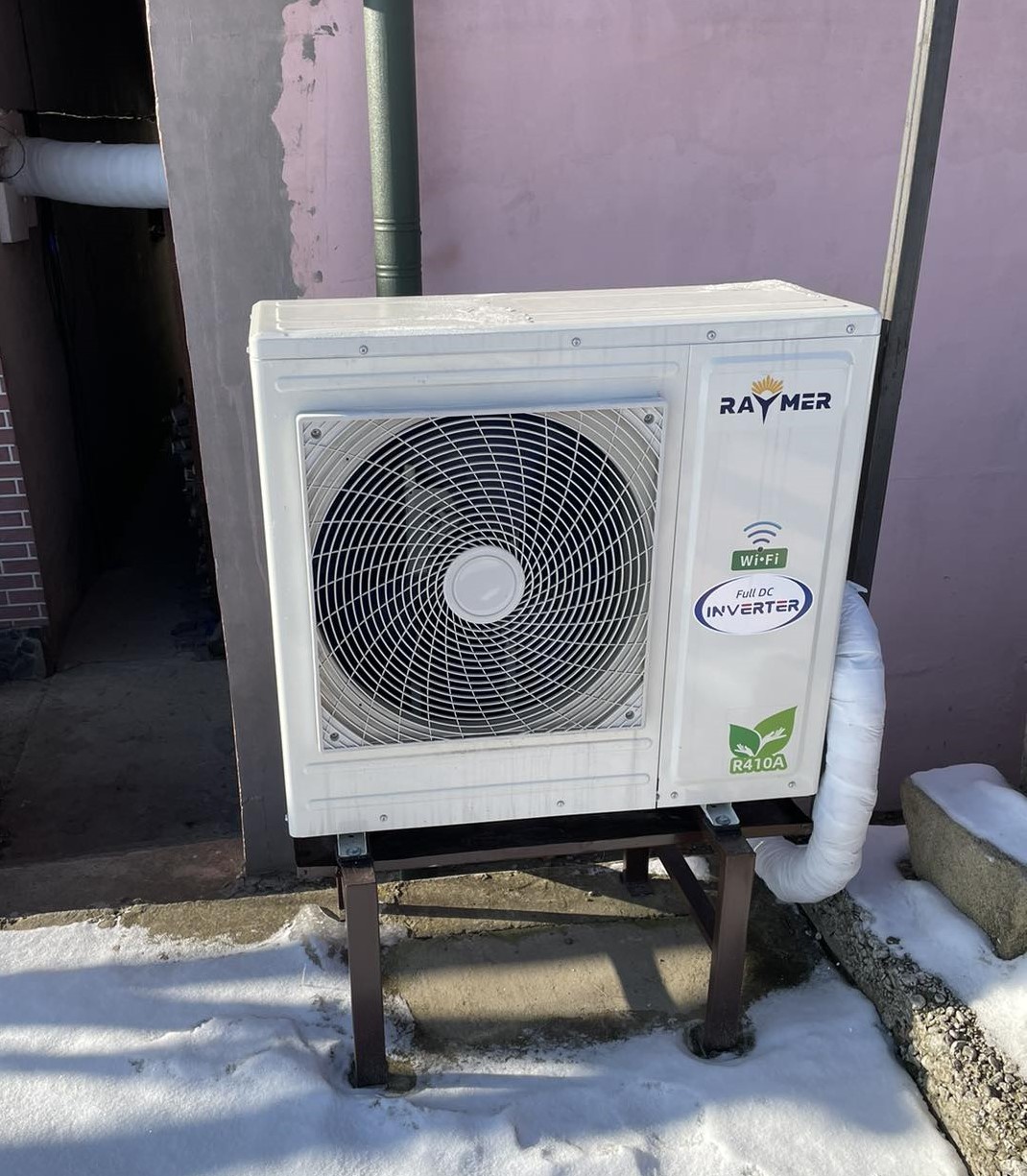 Монтаж теплового насоса Raymer RAY 13DS1 EVI, сплит система на 13 кВт ...